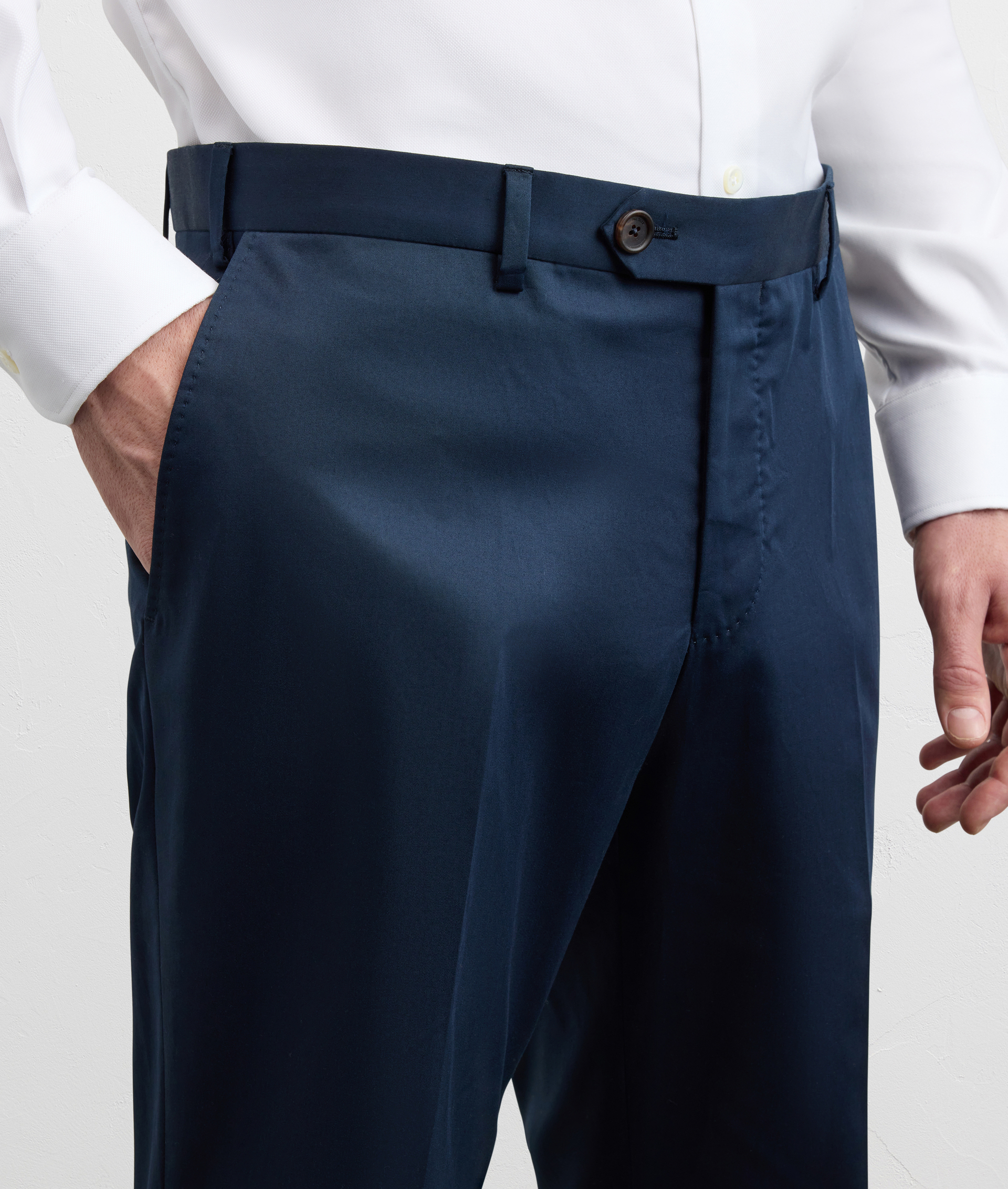 navy blue solid color stretch cotton trousers Pal Zileri | Shop Online