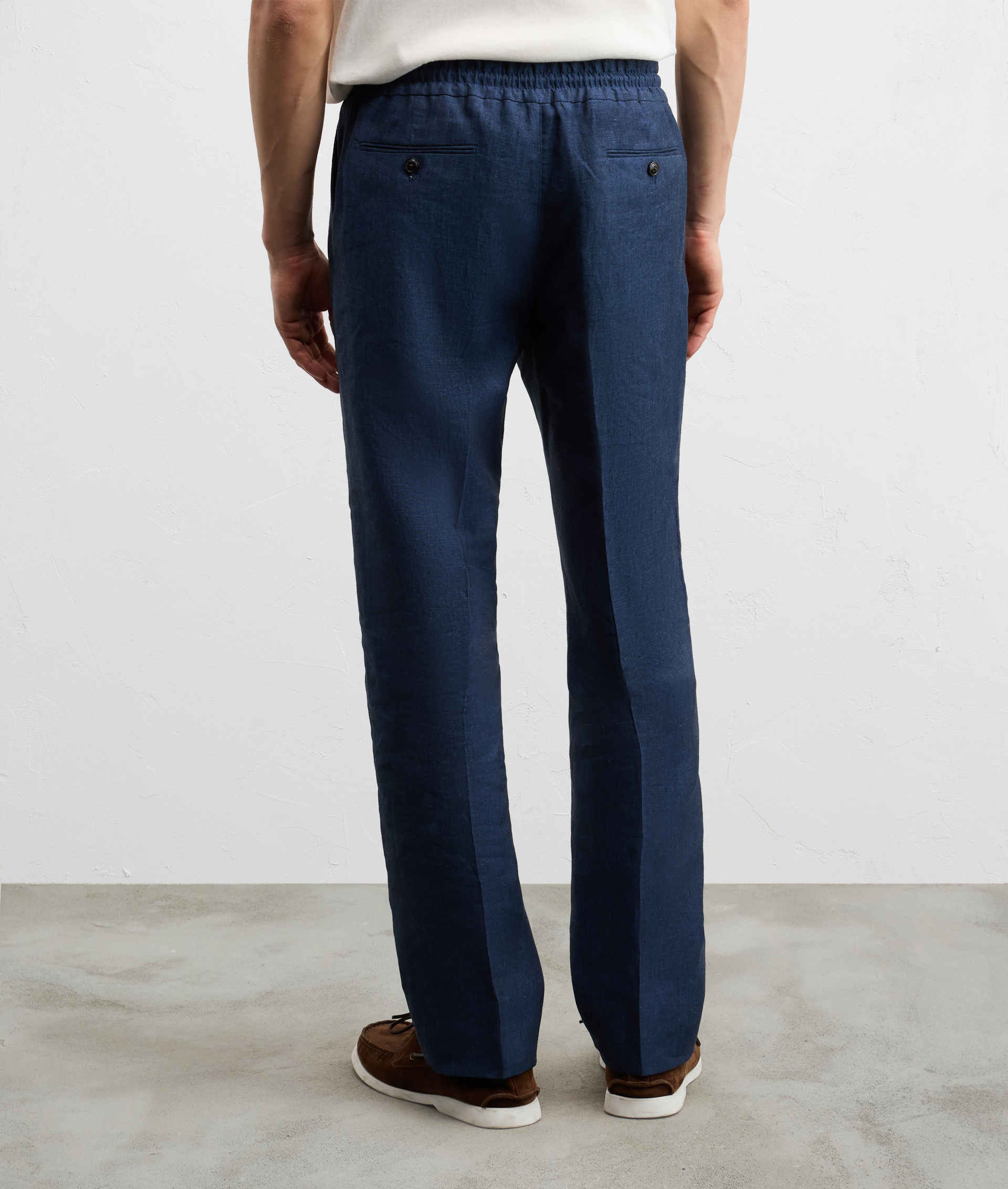 navy blue flamed linen drawstring trousers Pal Zileri | Shop Online