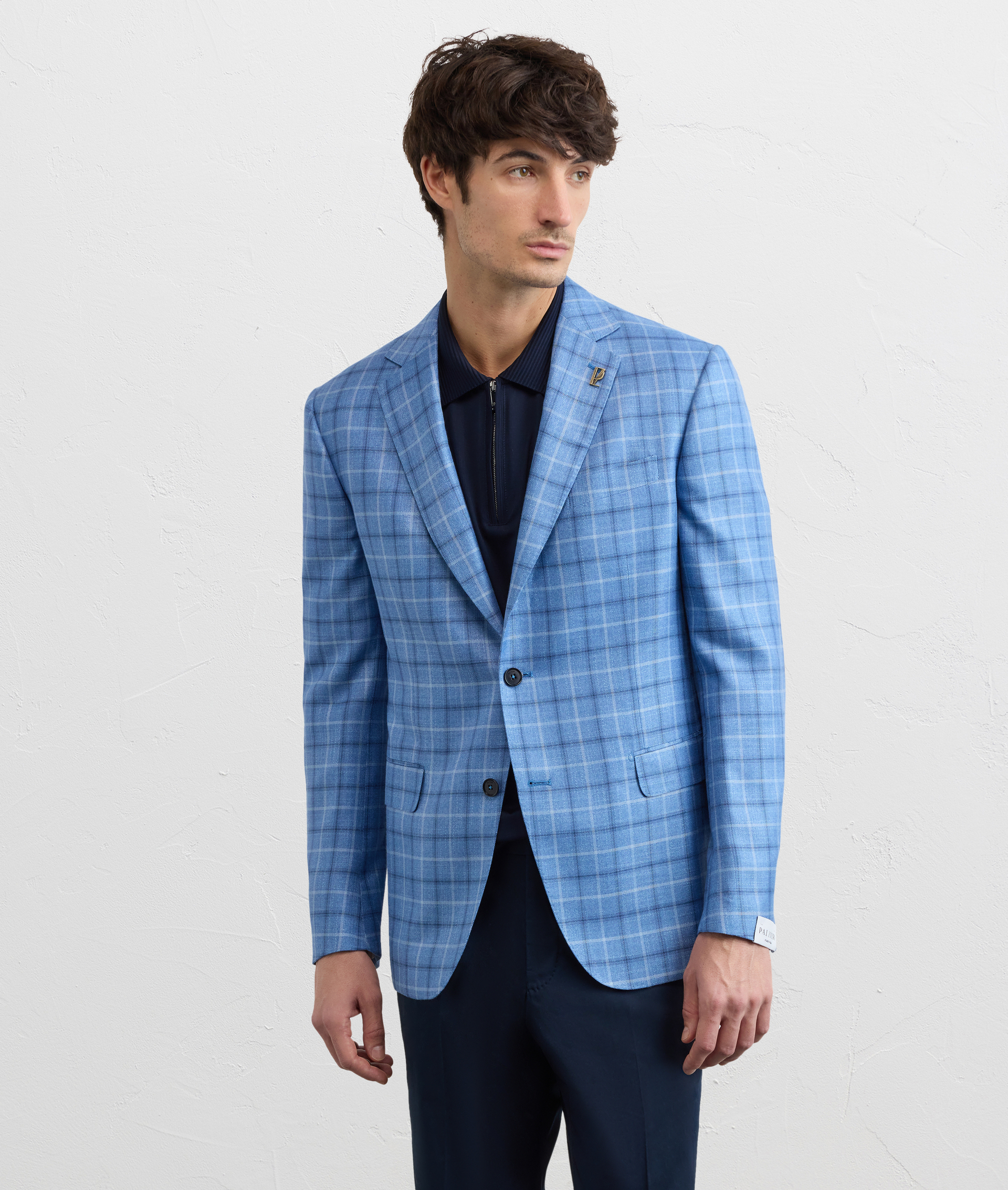 light blue bamboo viscose vicenza line half lined jacket Pal Zileri ...