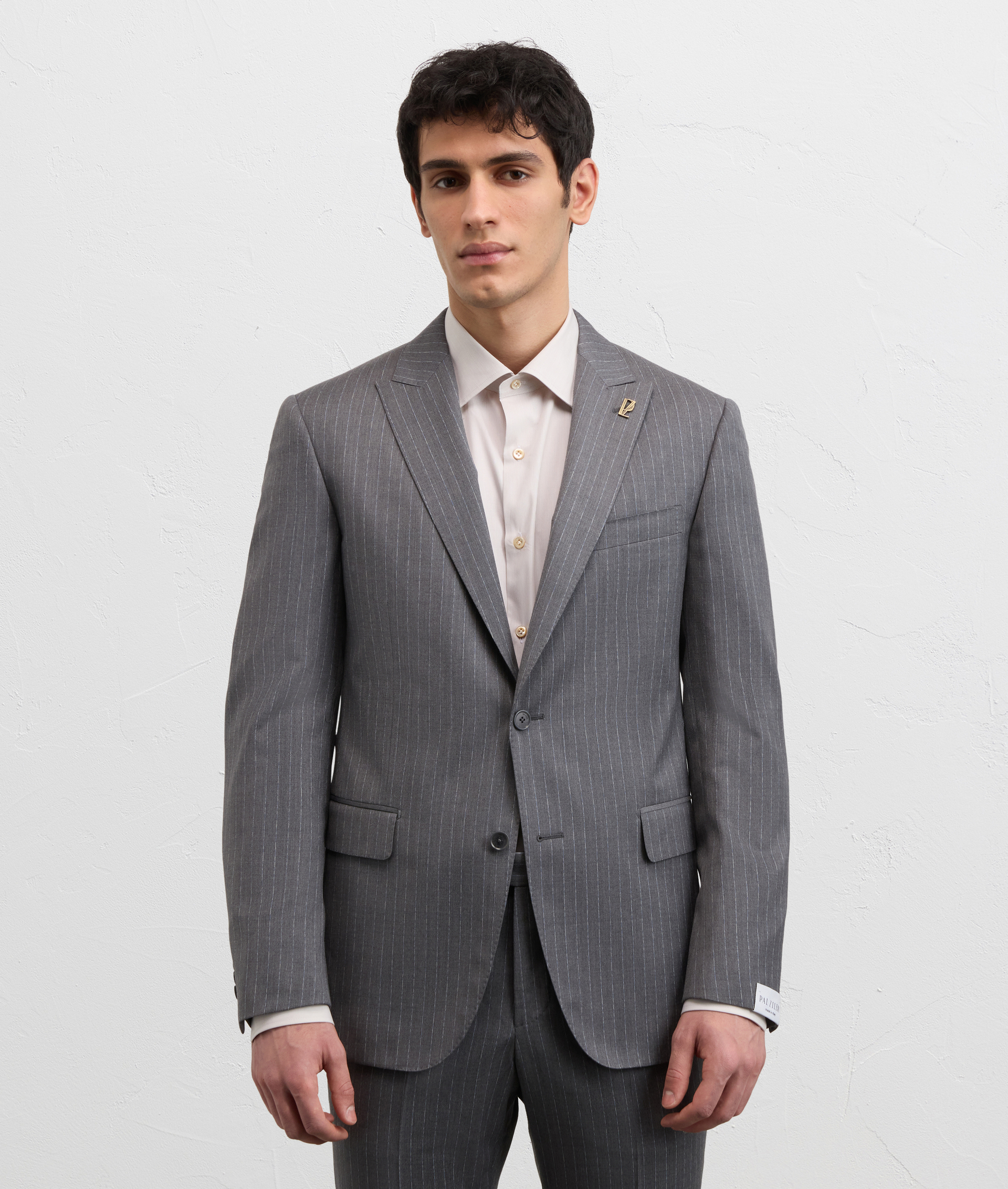 abito linea vicenza in lana vergine grigia a righe - Pal Zileri ...