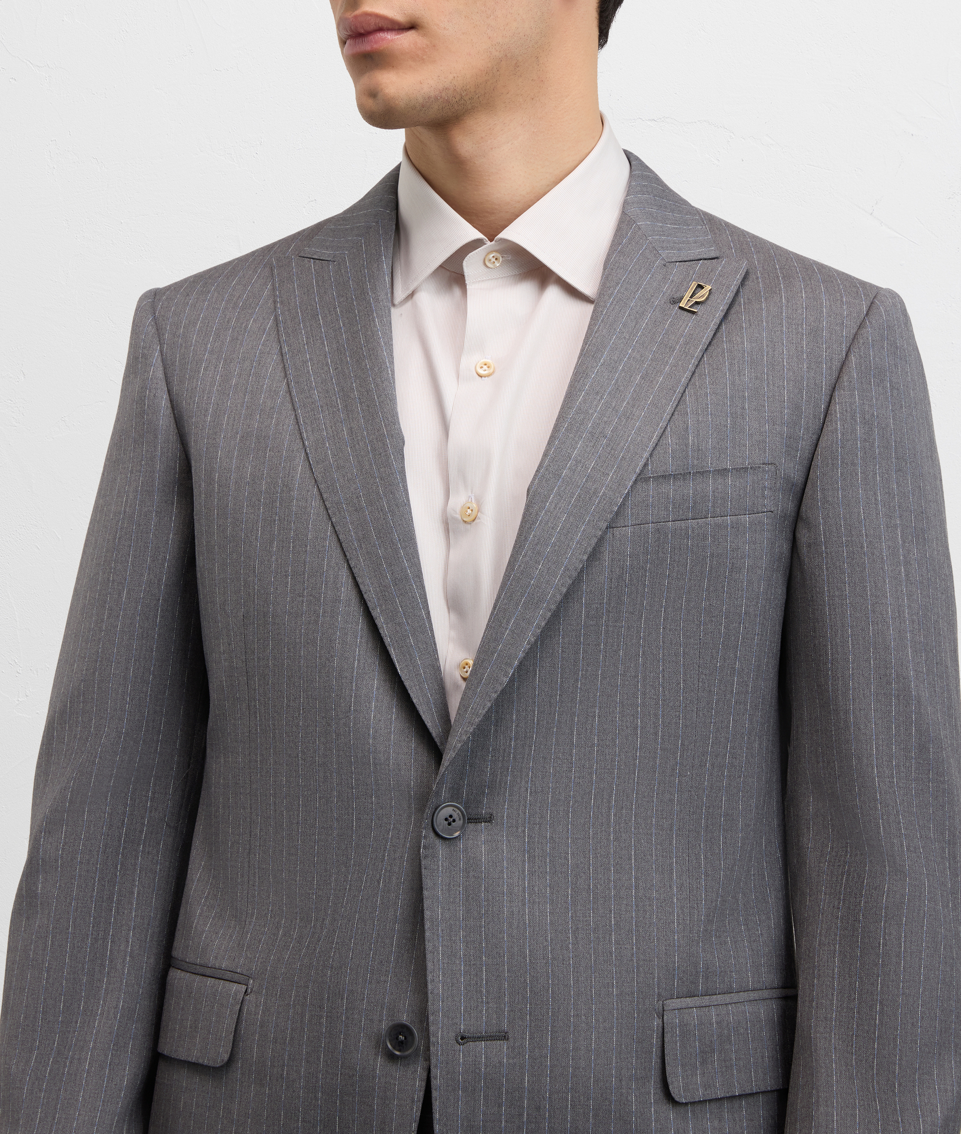 abito linea vicenza in lana vergine grigia a righe - Pal Zileri ...